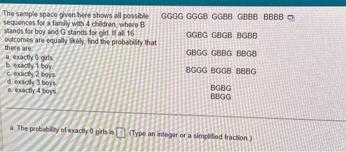 Solved The sample space given here shows all possible | Chegg.com