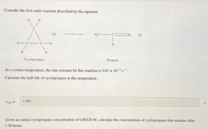 Solved Consider the first-order reaction described by the | Chegg.com