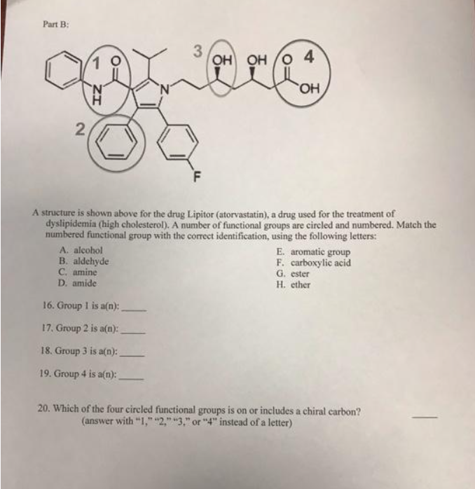 Solved A structure is shown above for the drug Lipitor | Chegg.com