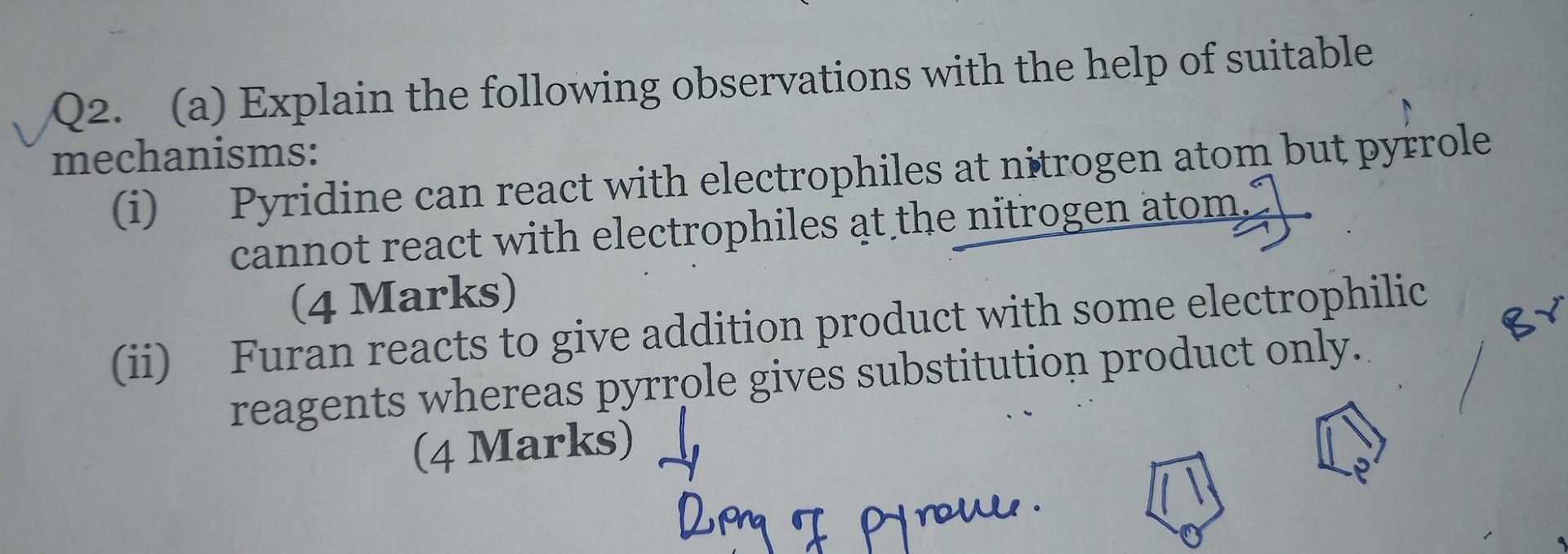 Solved Q2. (a) Explain the following observations with the | Chegg.com