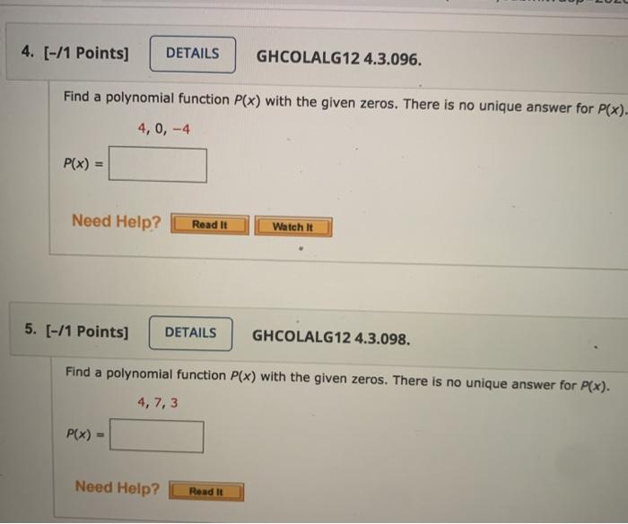 Solved 1. [0/1 Points] DETAILS PREVIOUS ANSWERS GHCOLALG12 | Chegg.com