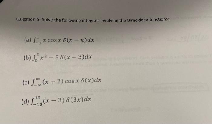 Question 5: Solve the following integrals involving | Chegg.com