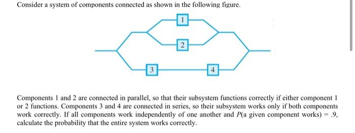 Solved Consider a system of components connected as shown in | Chegg.com