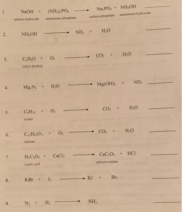Solved 1. NaOH + sodium hydroxide (NH4),PO: ammonium | Chegg.com