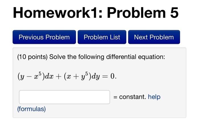 Solved Homework1: Problem 5 (10 points) Solve the following | Chegg.com