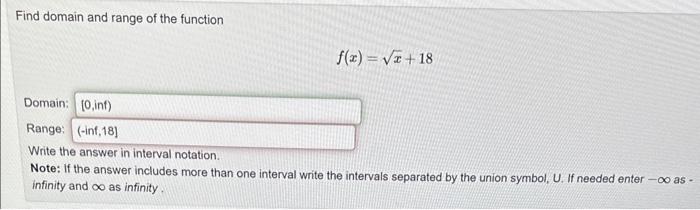 Solved Find Domain And Range Of The Function F X X 18