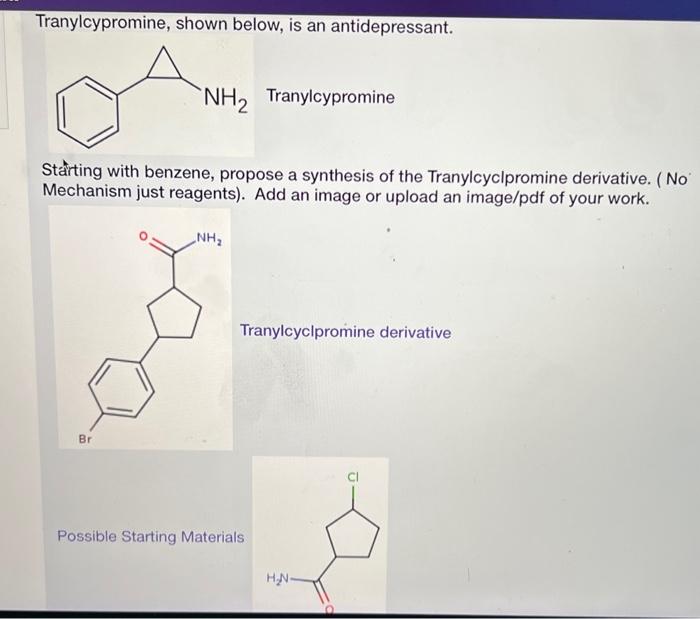 Solved Tranylcypromine, shown below, is an antidepressant. | Chegg.com