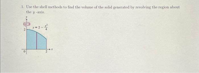 Solved 1. Use the shell methods to find the volume of the | Chegg.com