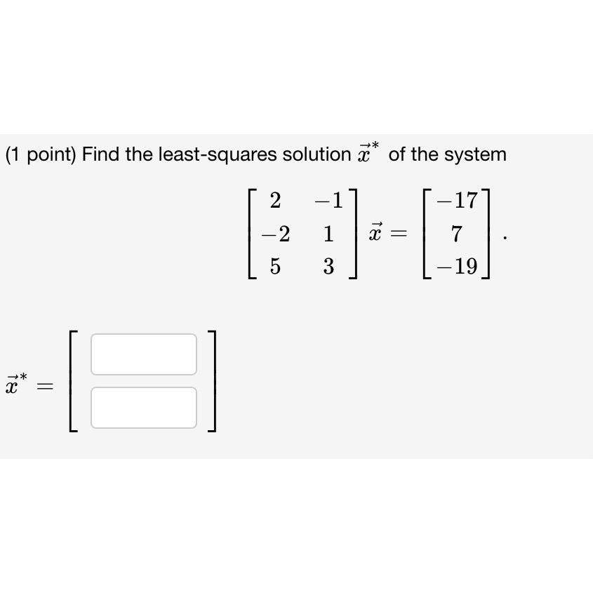Solved (1 ﻿point) ﻿Find the least-squares solution vec(x)** | Chegg.com