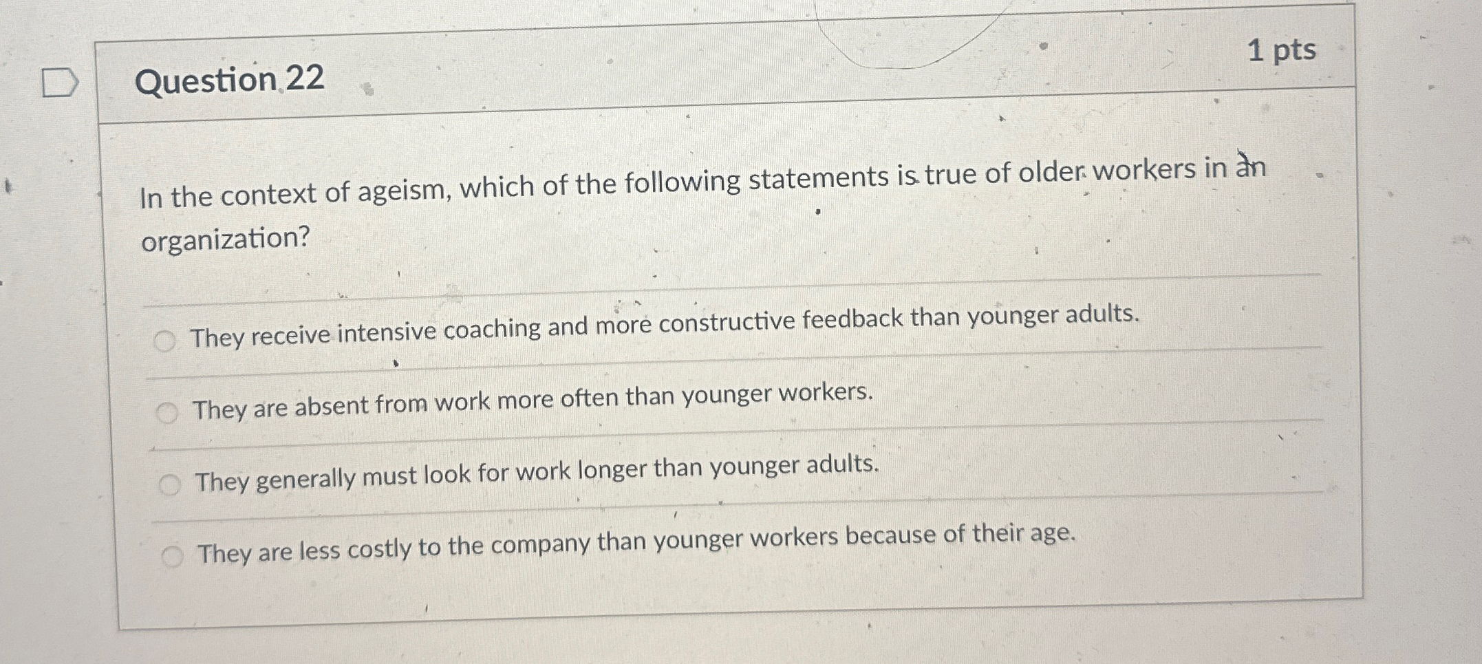 Solved Question. 221 ﻿ptsIn the context of ageism, which of | Chegg.com