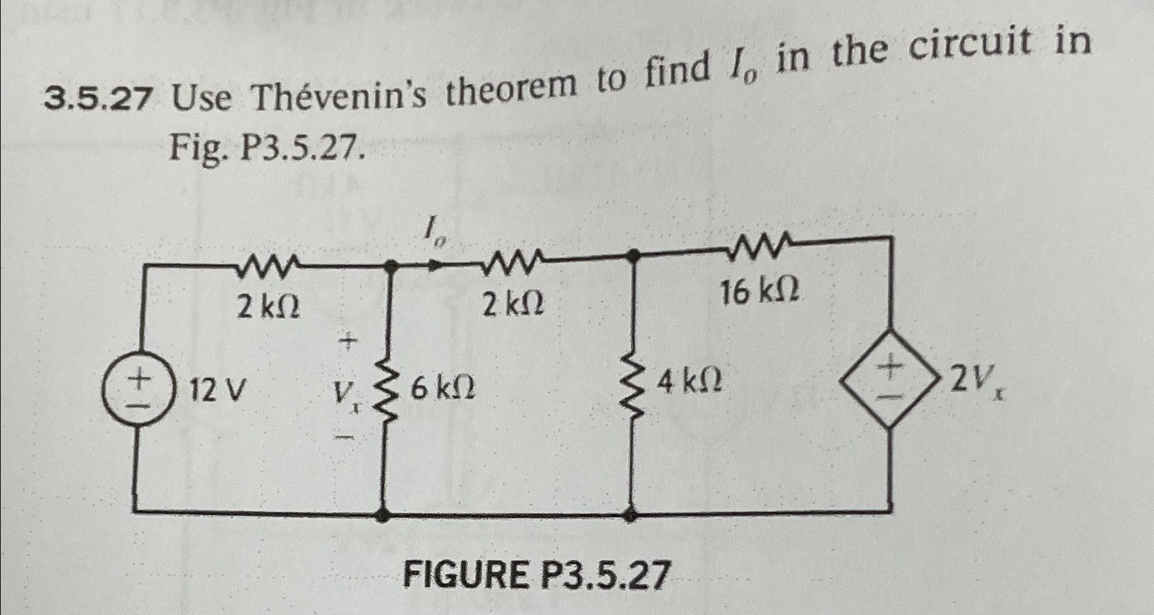 Solved 3.5.27 ﻿Use Thévenin's theorem to find I0 ﻿in the | Chegg.com