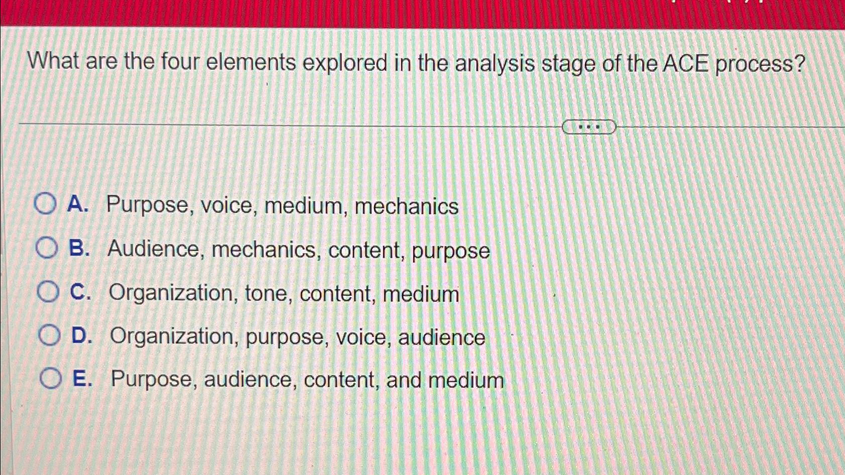 Solved What are the four elements explored in the analysis | Chegg.com