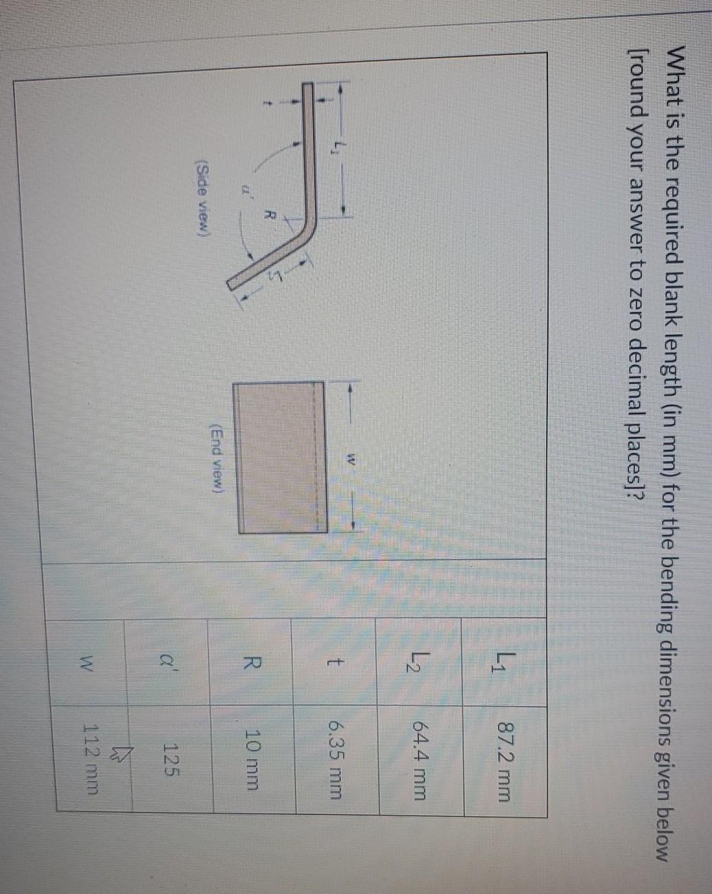 Solved What is the required blank length (in mm) for the | Chegg.com