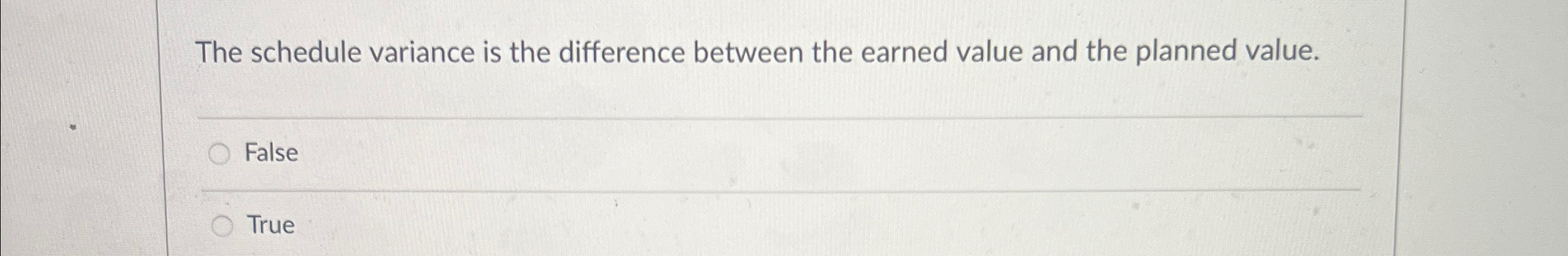 Solved The schedule variance is the difference between the | Chegg.com