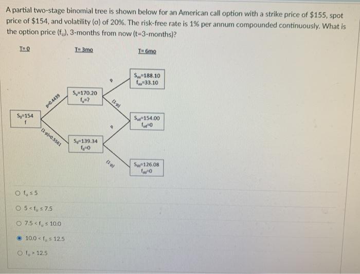 Solved A partial two-stage binomial tree is shown below for | Chegg.com