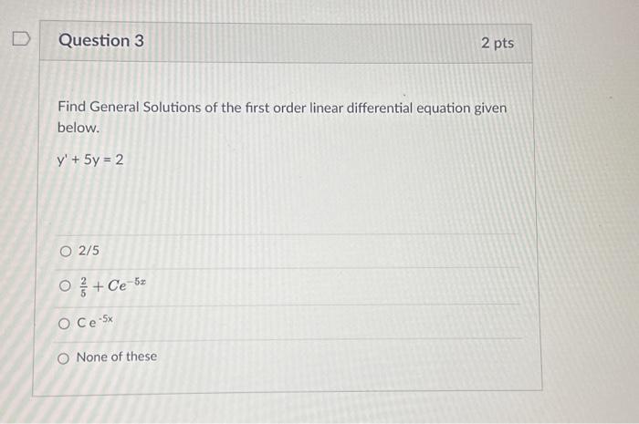 Solved First order linear differential equation is given | Chegg.com