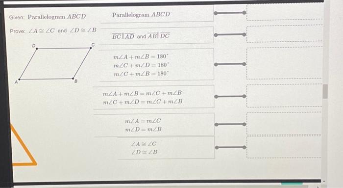 Solved Given: Parallelogram ABCD Prove: LA/C and ZD ZB A D B | Chegg.com