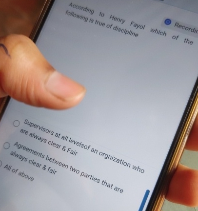 Solved According to Henry fayol wi (o) ﻿Recordif following | Chegg.com