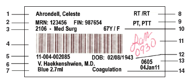 Solved: Identify each item on this test requisition label ...