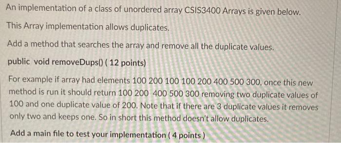 Solved An Implementation Of A Class Of Unordered Array 