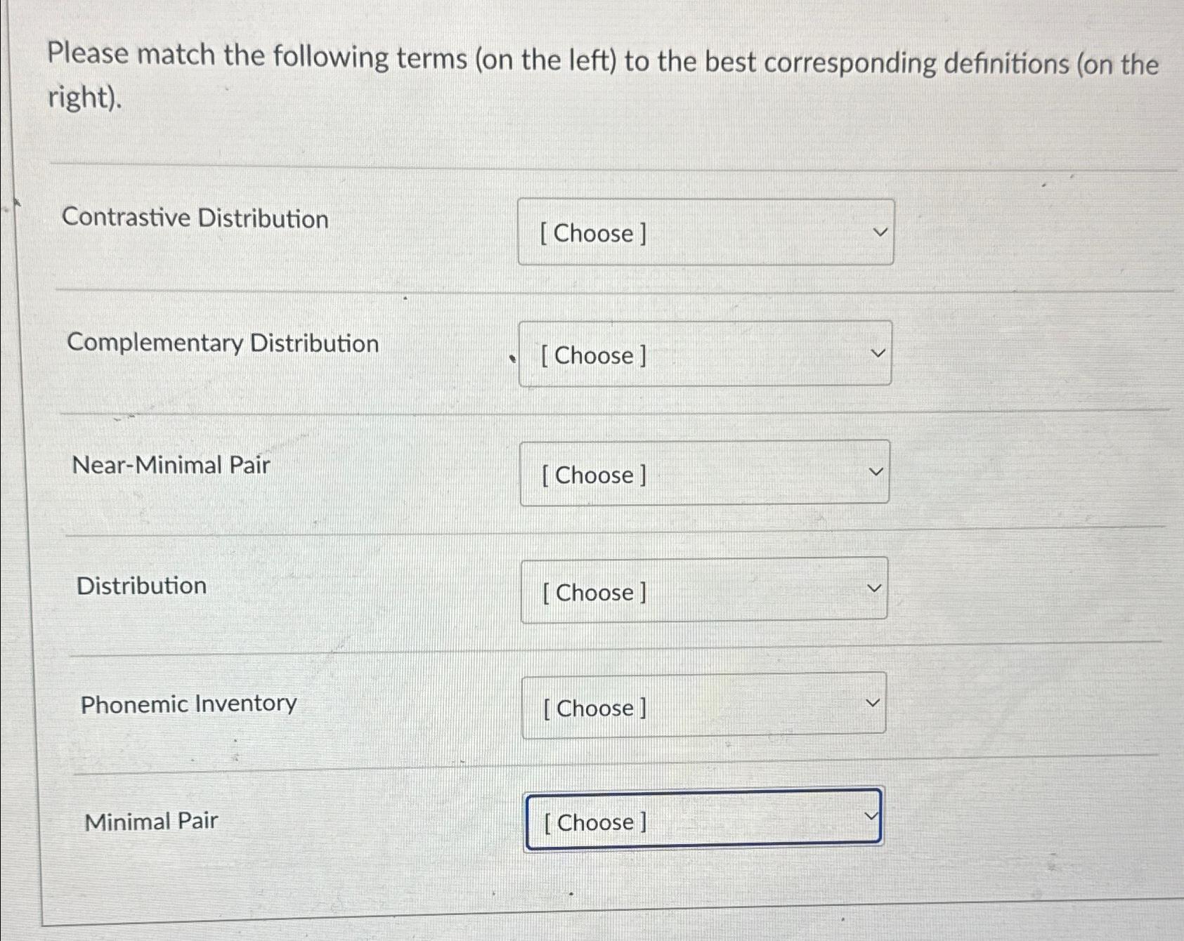 Please match the following terms (on the left) ﻿to | Chegg.com