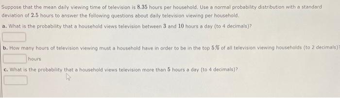Solved Suppose that the mean daily viewing time of | Chegg.com