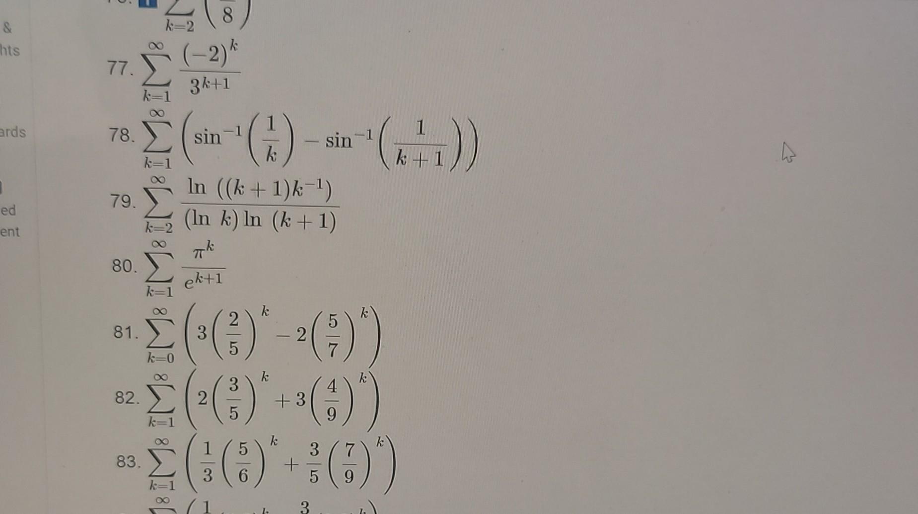 Solved 72-86. Evaluating series Evaluate each series or | Chegg.com