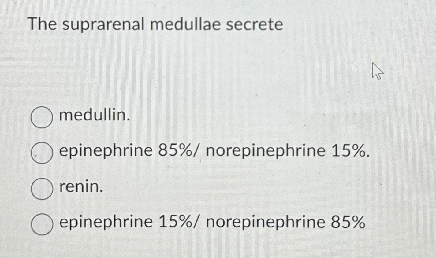 Solved The suprarenal medullae secretemedullin.epinephrine | Chegg.com