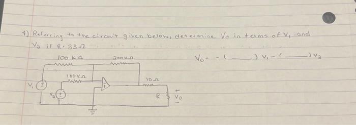 Solved 4) Referring to the circuit given below, determine V0 | Chegg.com