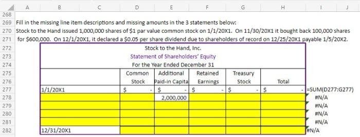 Solved Fill in the missing line item descriptions and | Chegg.com