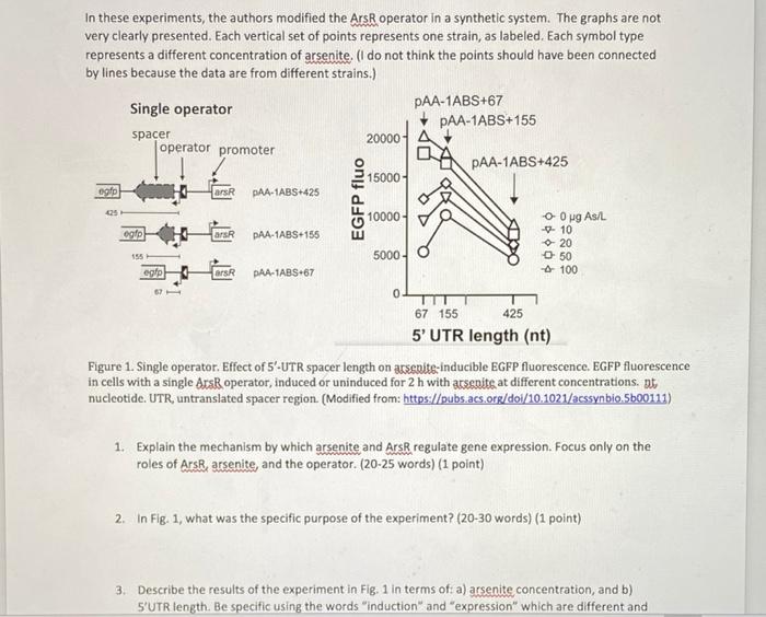 Solved In these experiments, the authors modified the ArsR | Chegg.com