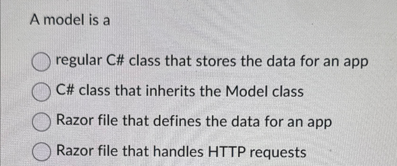 Solved A model is aregular C# class that stores the data for | Chegg.com