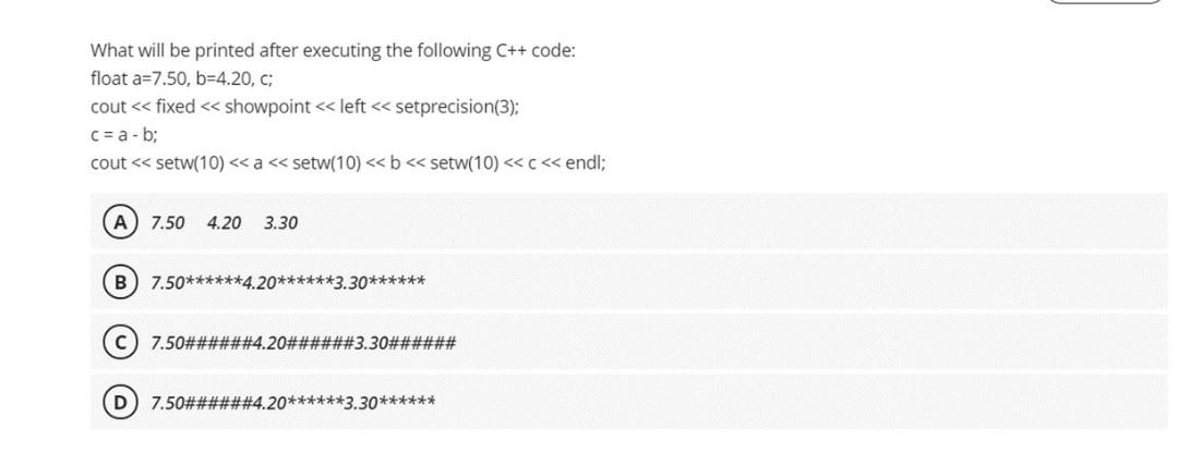 Solved What will be printed after executing the following | Chegg.com