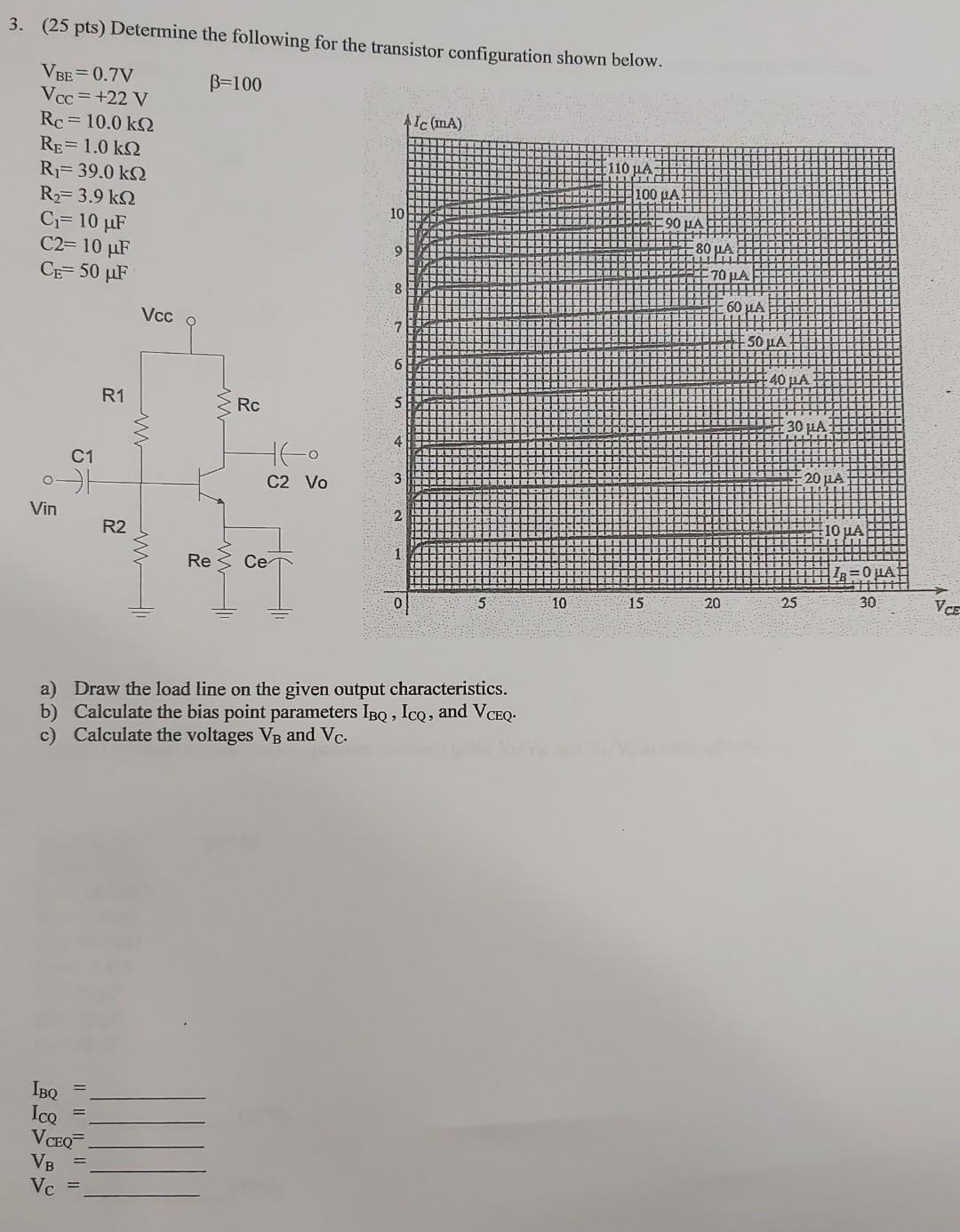 Solved 3. (25 pts) Determine the following for the | Chegg.com