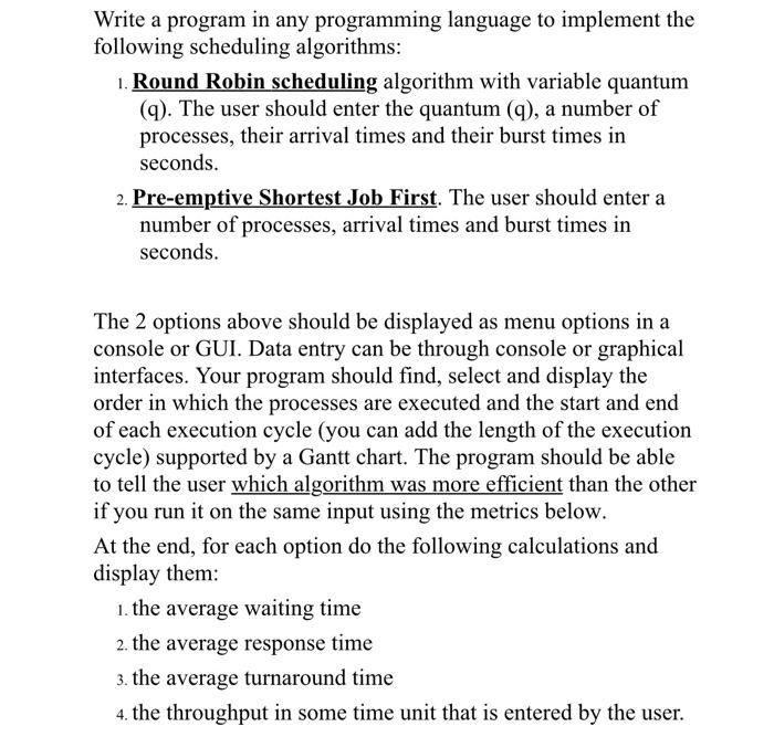 Solved Write A Program In Any Programming Language To