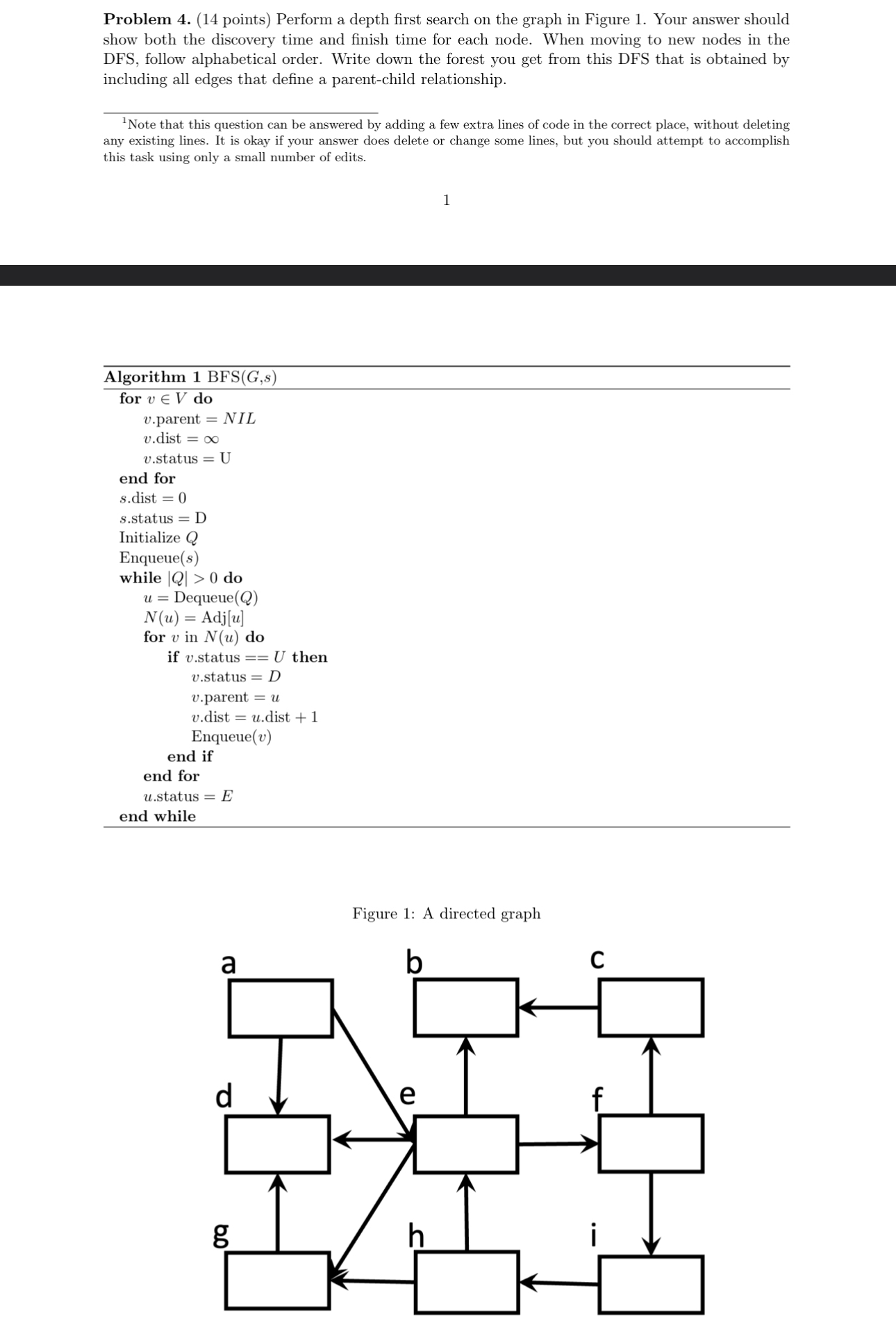 Solved Problem 4. (14 ﻿points) ﻿Perform a depth first search | Chegg.com