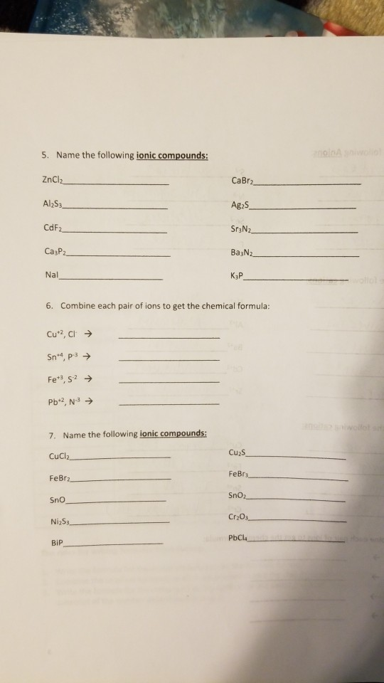 Solved 5. Name the following ionic compounds: ZnCl2 CaBr2_ | Chegg.com
