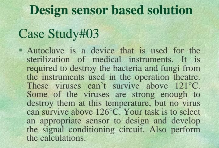 Solved Design sensor based solution Case Study\#03 - | Chegg.com