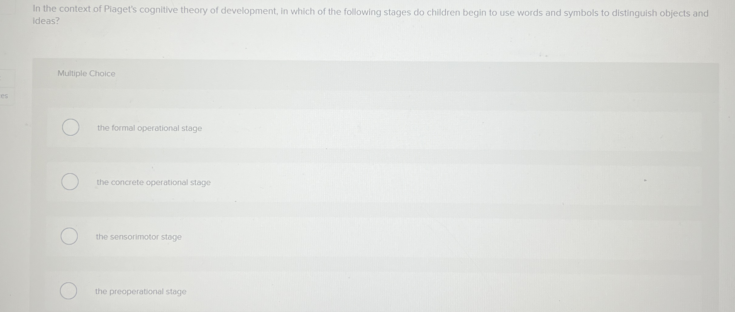Solved In the context of Piaget's cognitive theory of | Chegg.com