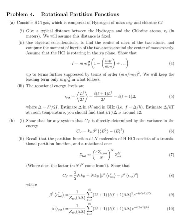 Solved Problem 4. Rotational Partition Functions (a) | Chegg.com