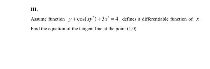 Solved Assume function y+cos(xy2)+3x2=4 defines a | Chegg.com