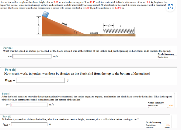Solved An ﻿incline with a rough surface has a beight | Chegg.com