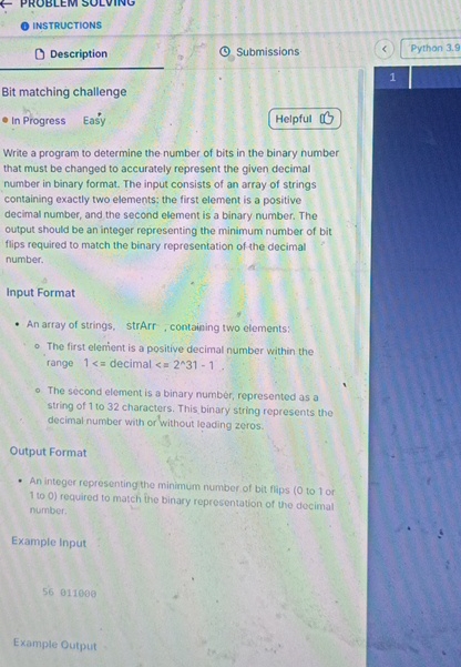 Solved Bit matching challengeIn ProgressEašyWrite a program | Chegg.com