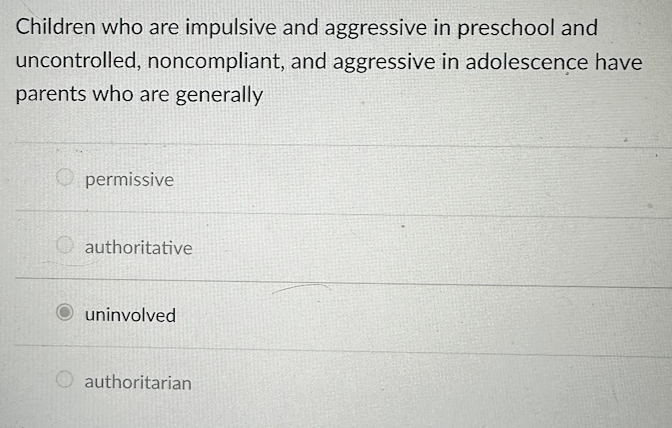 Solved Children who are impulsive and aggressive in | Chegg.com