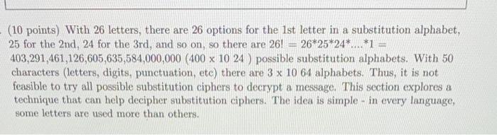 Solved ( 10 points) With 26 letters, there are 26 options | Chegg.com