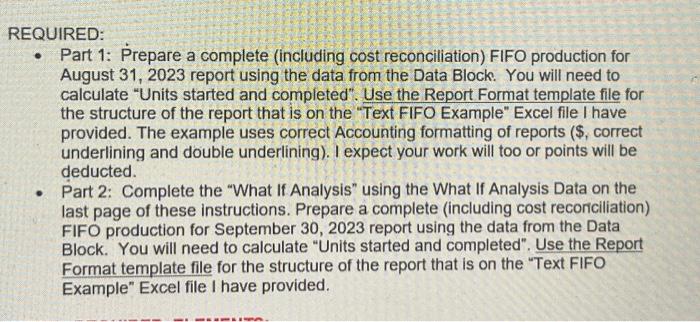 REQUIRED: - Part 1: Prepare a complete (including | Chegg.com
