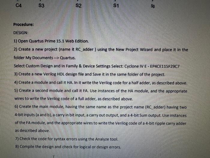Solved Using Quartus Prime, show code and procedure with | Chegg.com