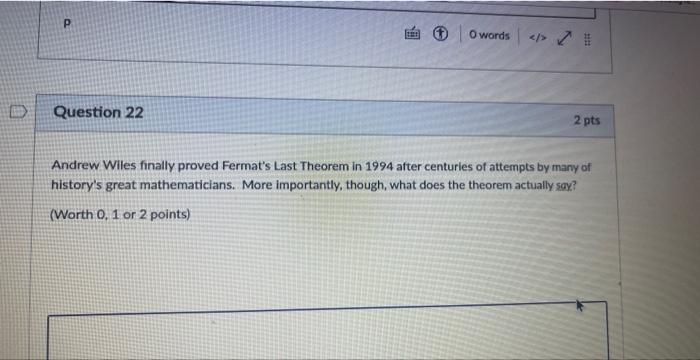 Solved Andrew Wiles finally proved Fermat's Last Theorem in | Chegg.com