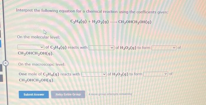 Solved Interpret the following equation for a chemical | Chegg.com