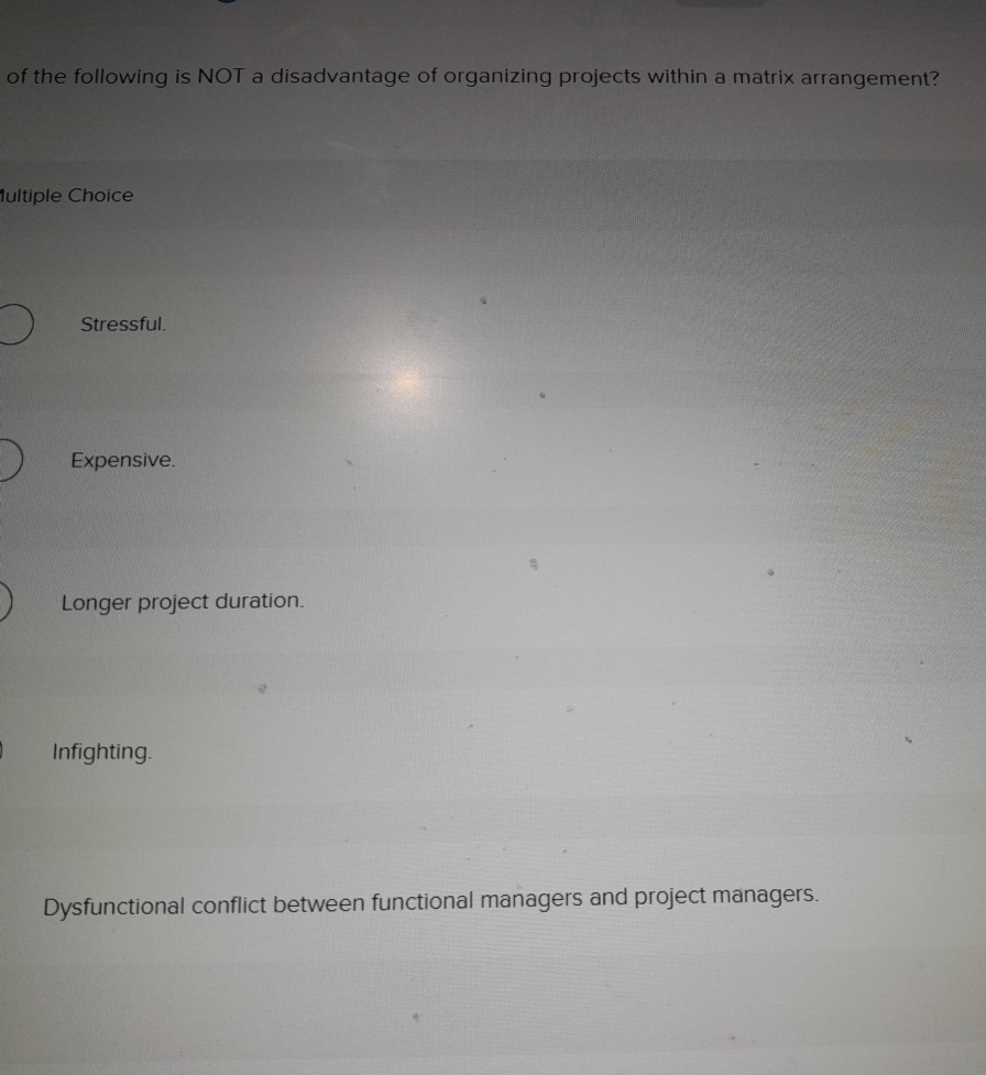 Solved of the following is NOT a disadvantage of organizing | Chegg.com